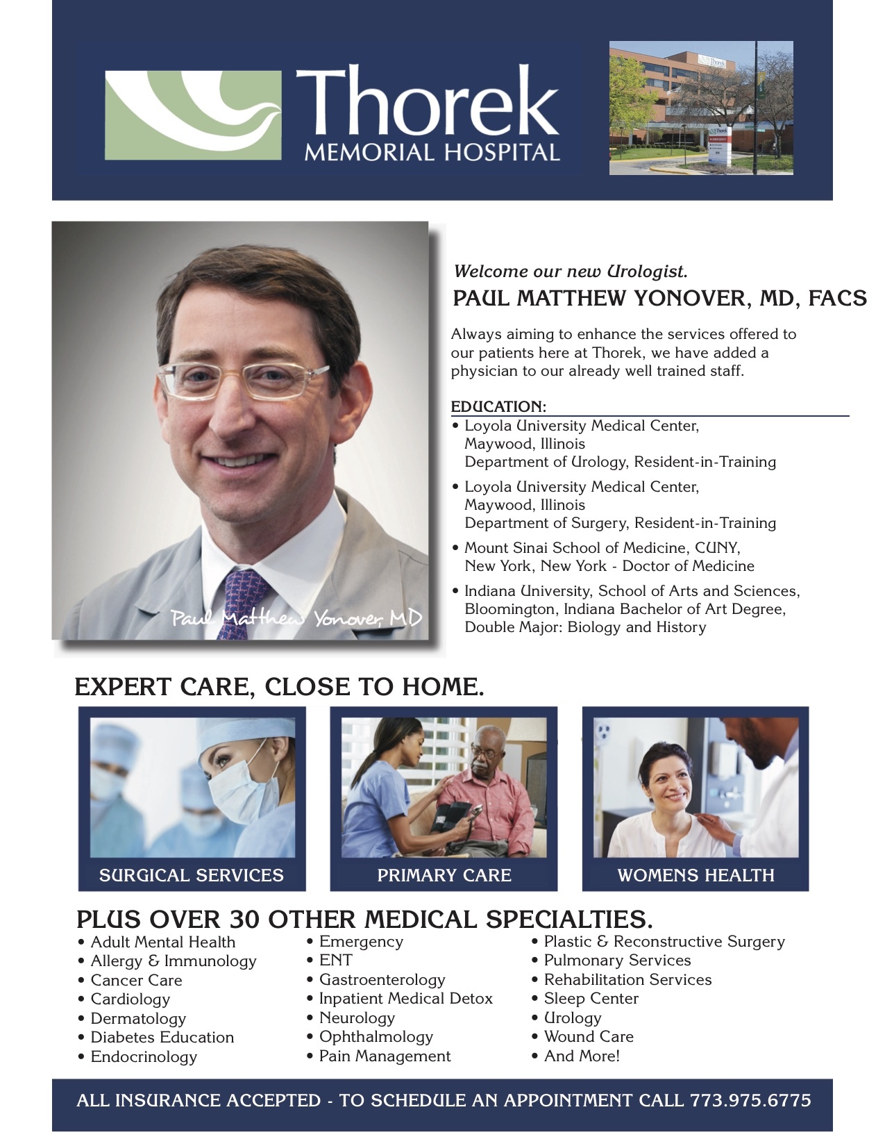 Thorek Welcomes Dr. Yonover, Urologist